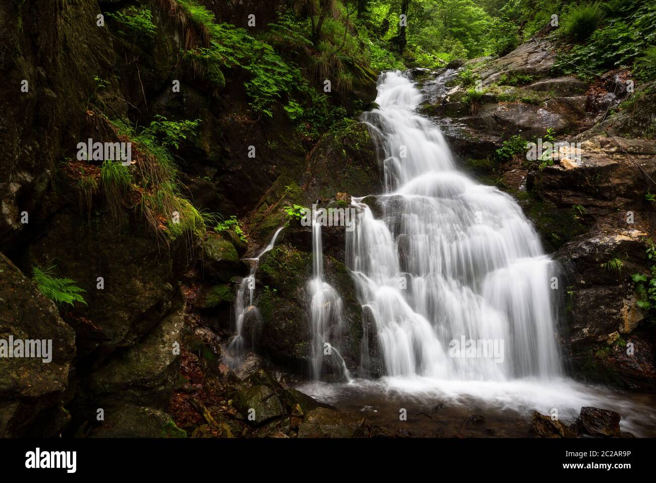 Waterfall on via ferrata higing route in Mala Fatra mountain range near ...