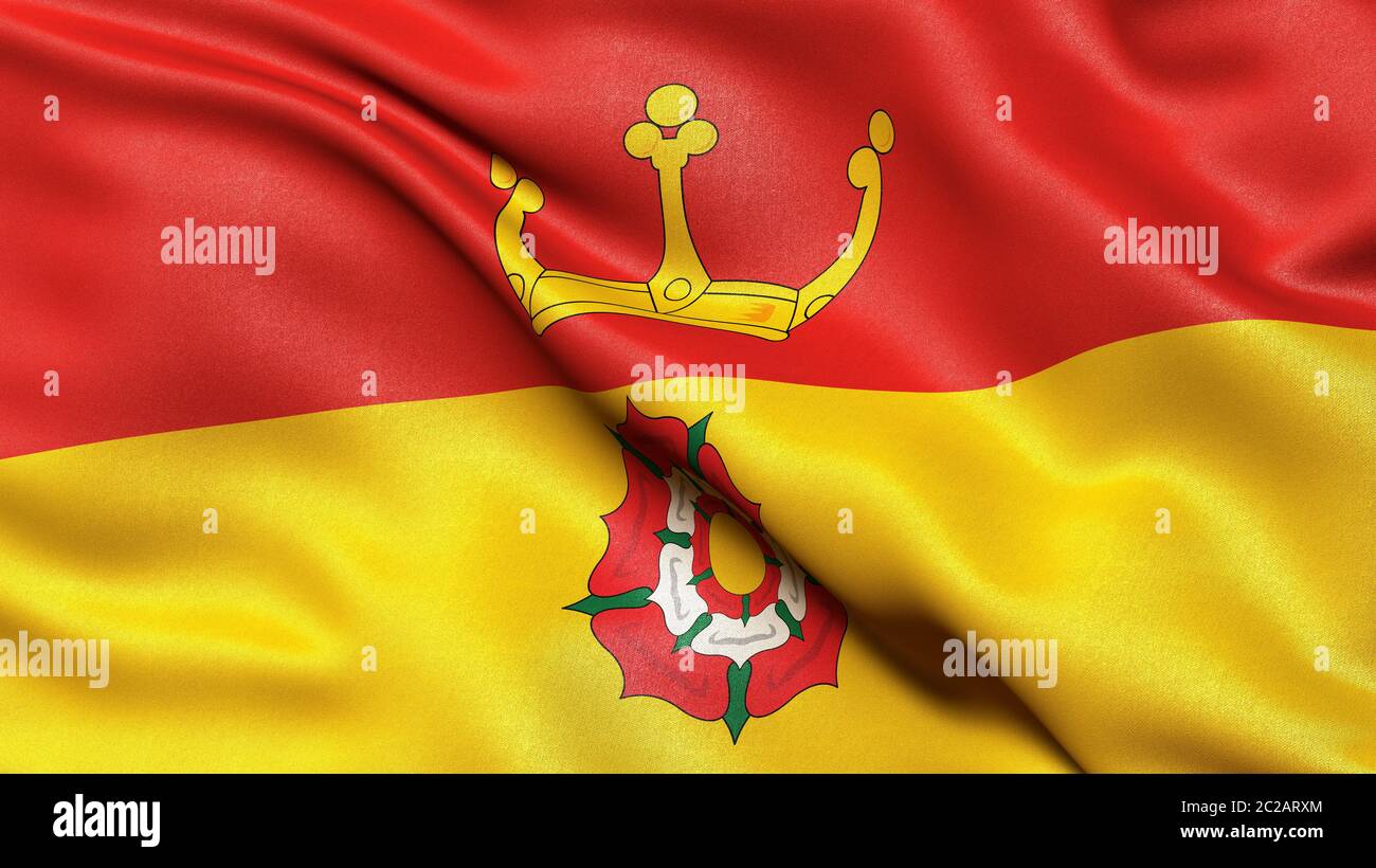 Flag of Hampshire waving in the wind. 3D illustration Stock Photo - Alamy