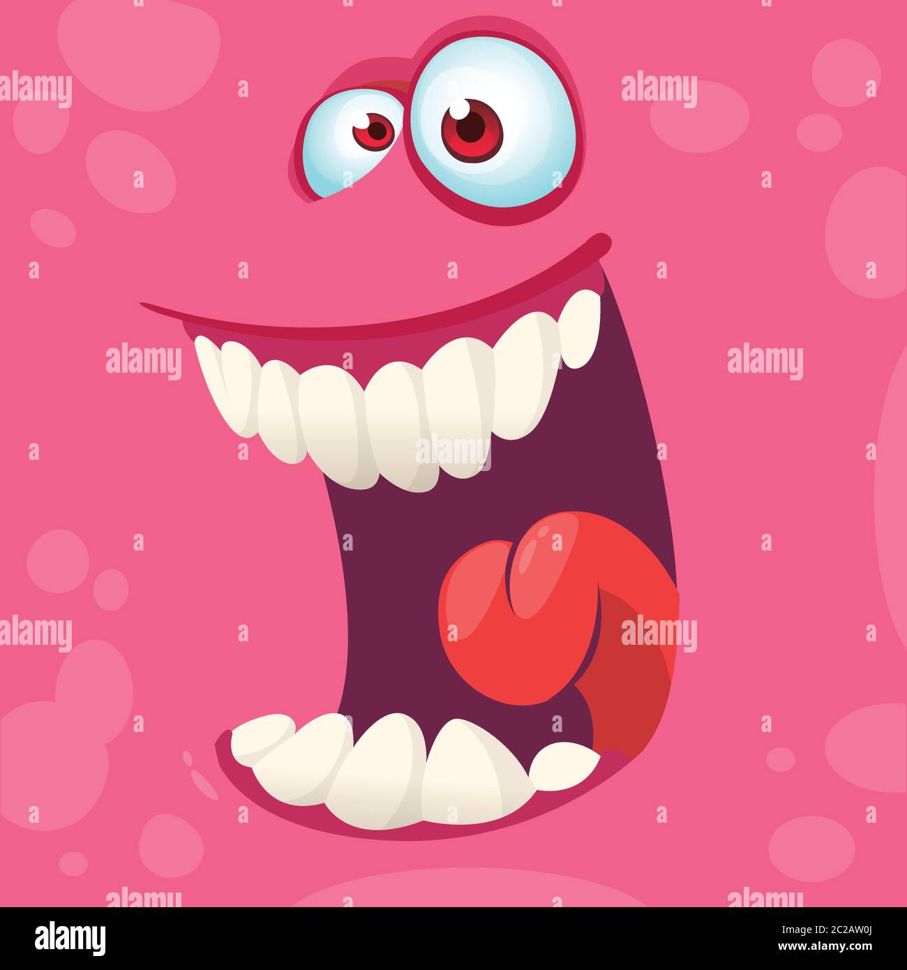 Angry cartoon monster face. Vector Halloween monster square avatar ...