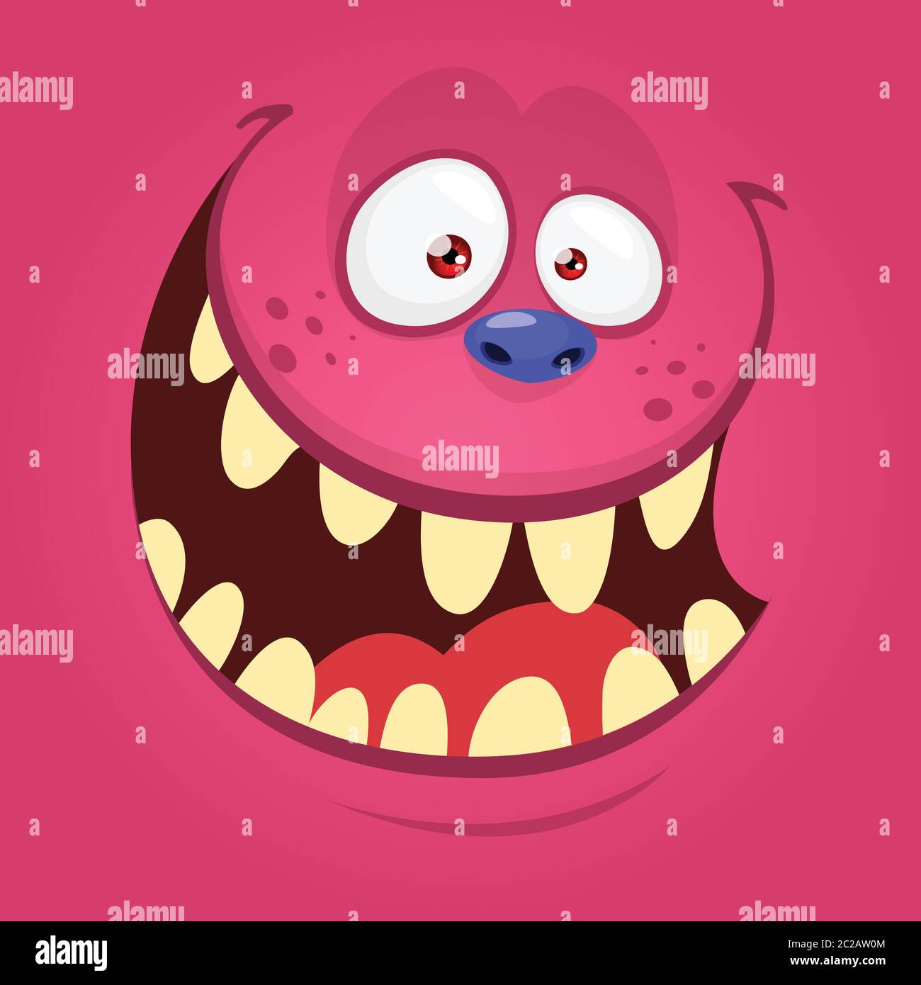 Angry cartoon monster face. Vector Halloween monster square avatar ...