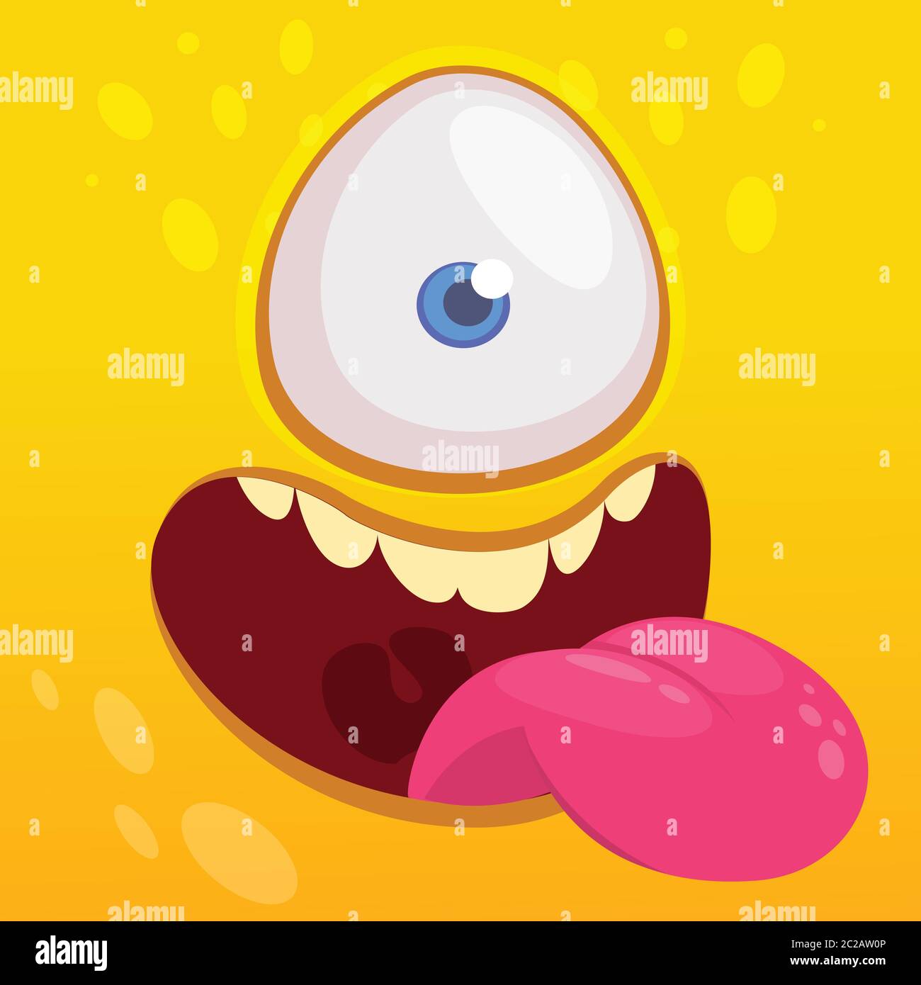 Angry cartoon monster face. Vector Halloween monster square avatar ...