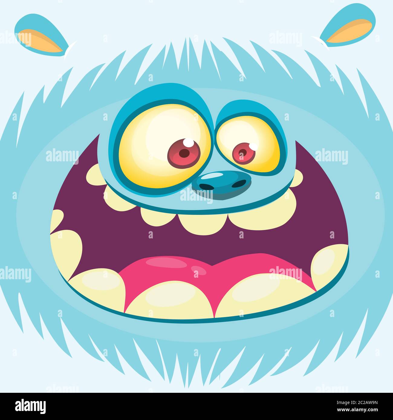 Angry cartoon monster face. Vector Halloween monster square avatar ...
