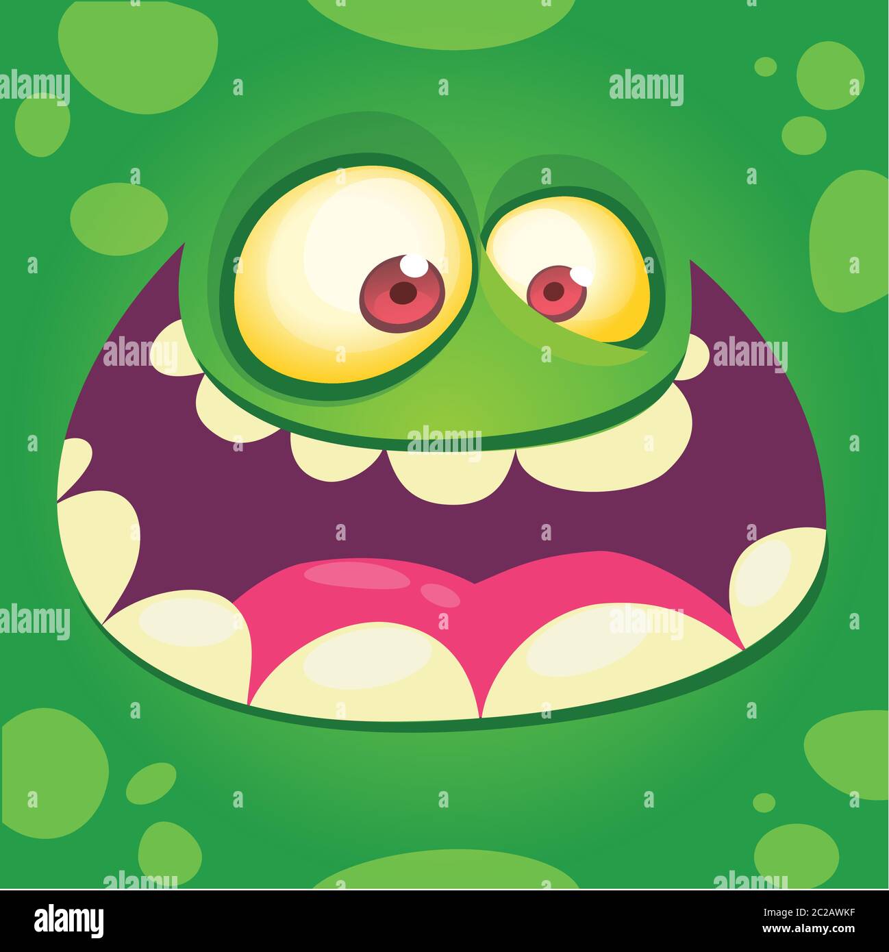 Angry cartoon monster face. Vector Halloween monster square avatar ...