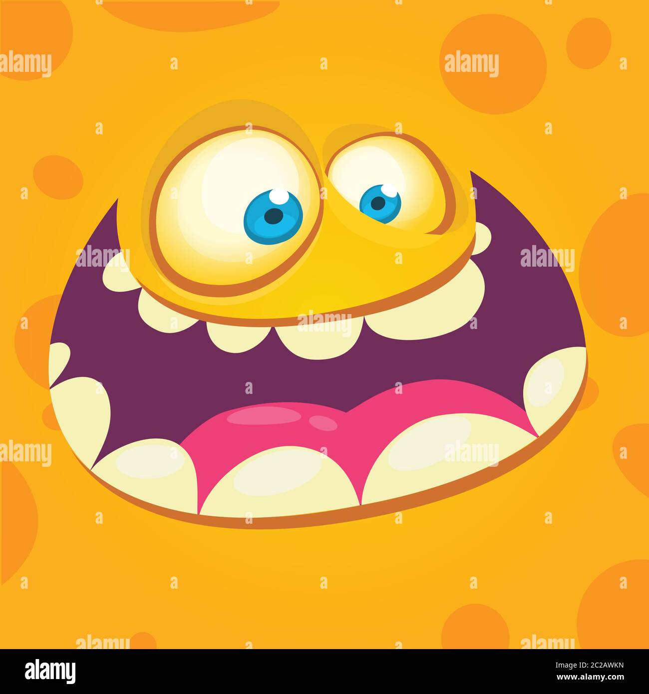 Angry cartoon monster face. Vector Halloween monster square avatar ...