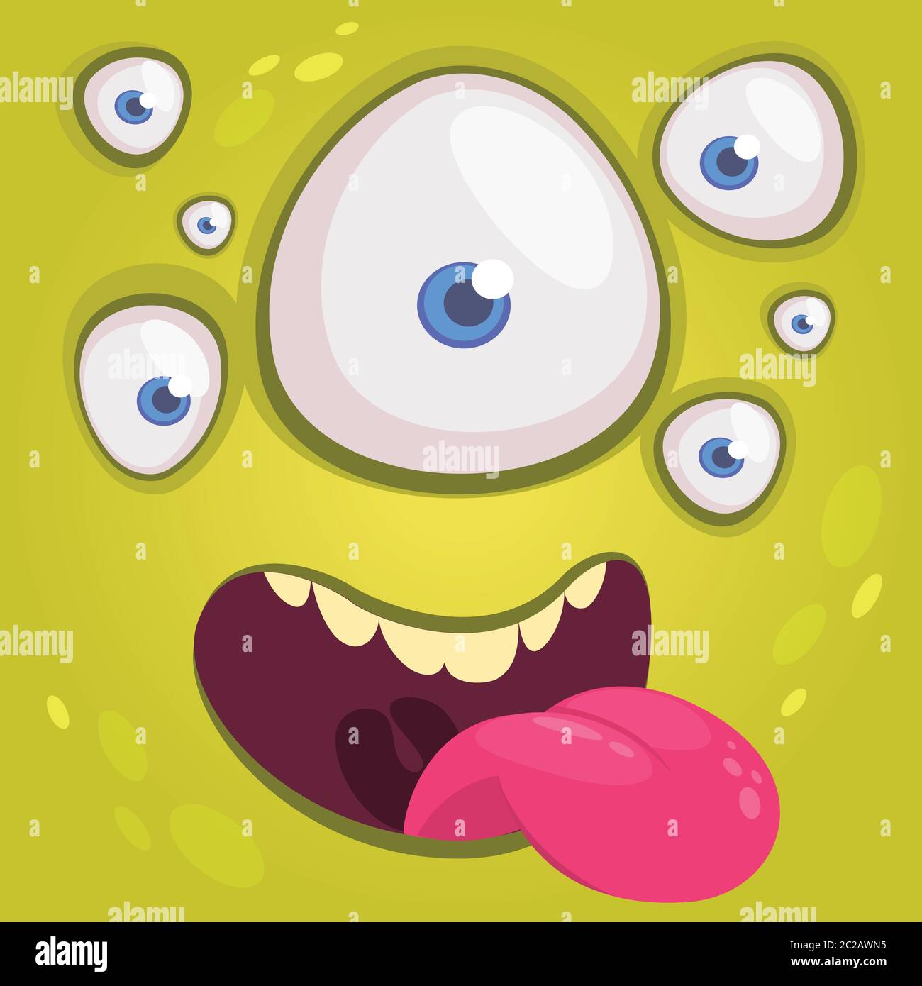 Angry cartoon monster face. Vector Halloween monster square avatar ...