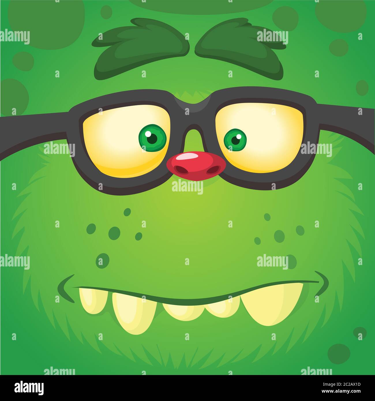 Angry cartoon monster face. Vector Halloween monster square avatar ...