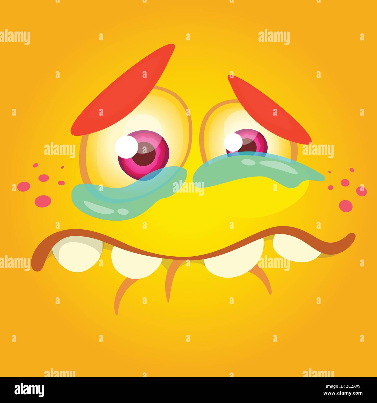 Angry cartoon monster face. Vector Halloween monster square avatar ...