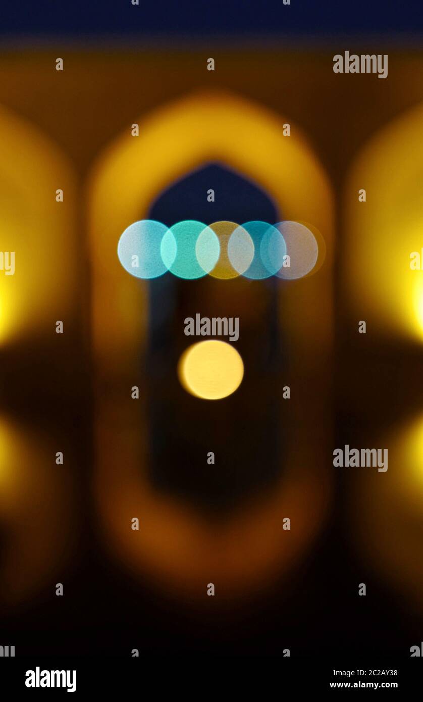 Golden night lights on Khaju bridge, in Isfahan, Iran Stock Photo - Alamy