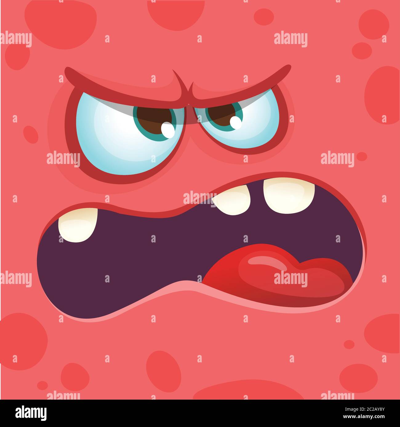 Cool cartoon monster face yelling. Halloween vector illustration Stock ...