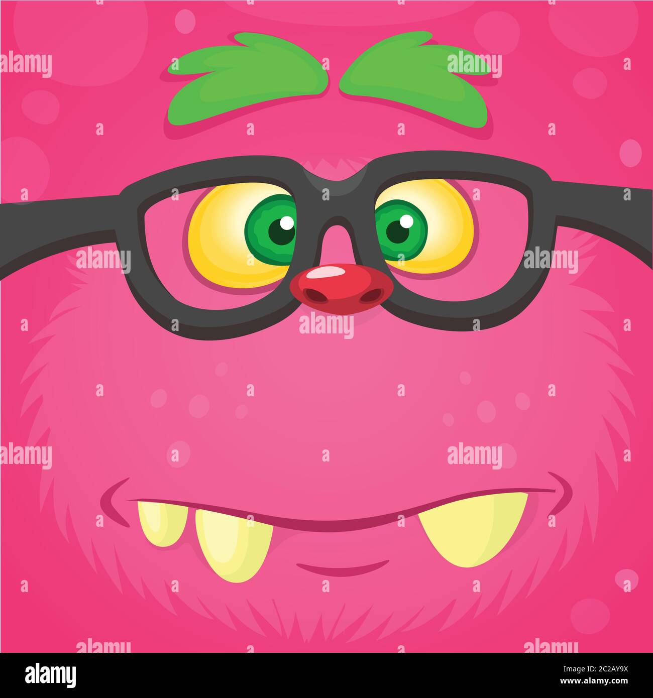 Cartoon smart monster face wearing glasses. Halloween vector ...