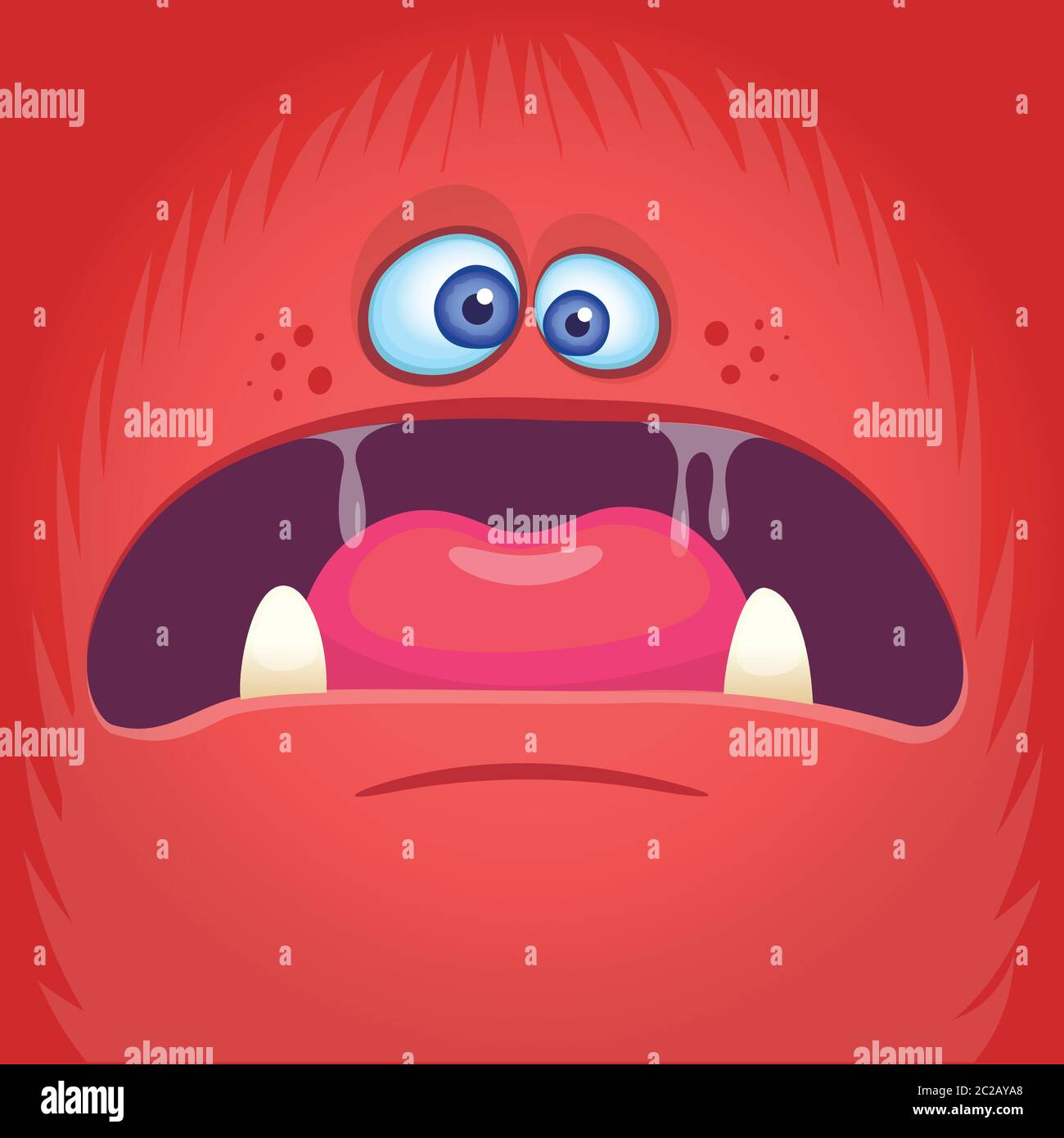 Scary cartoon angry monster face avatar. Halloween vector illustration ...