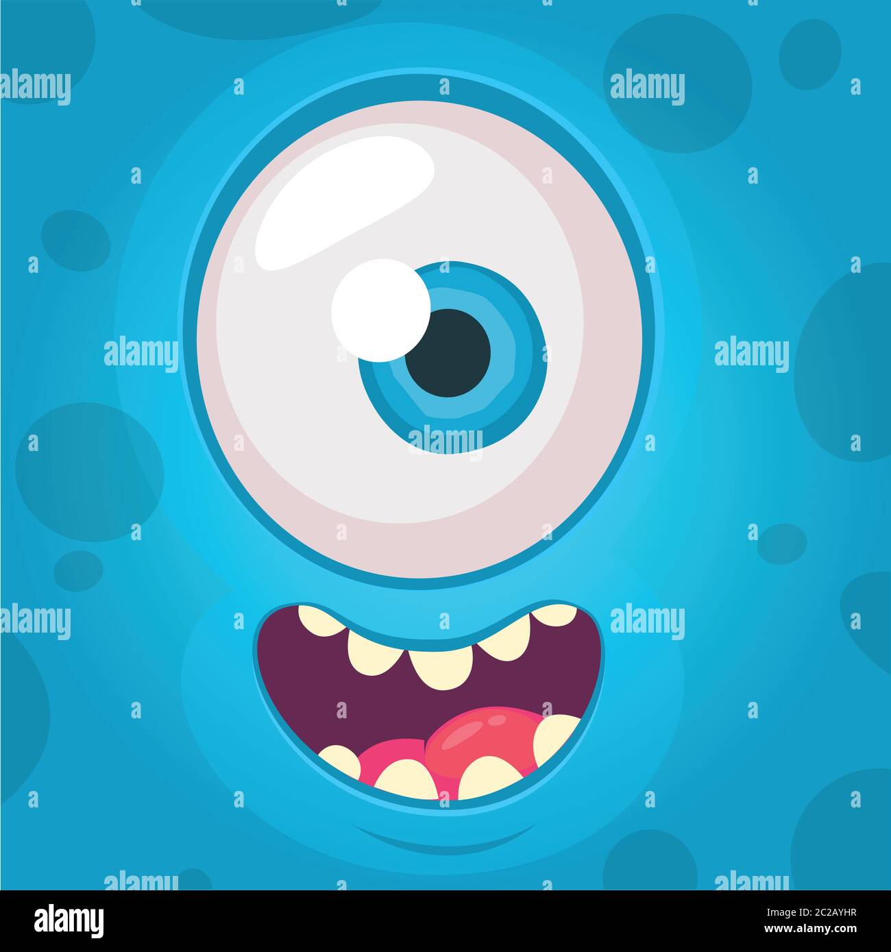 Funny Monster One eye Face. Vector Illustration. Halloween cartoon ...