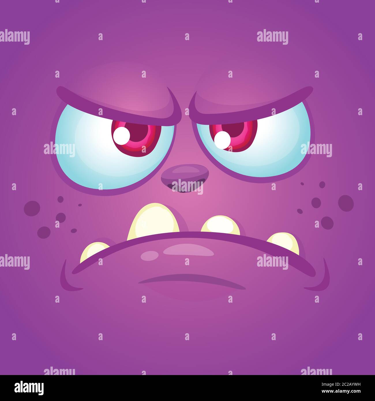 Cartoon angry monster face. Halloween mask or avatar. Vector ...