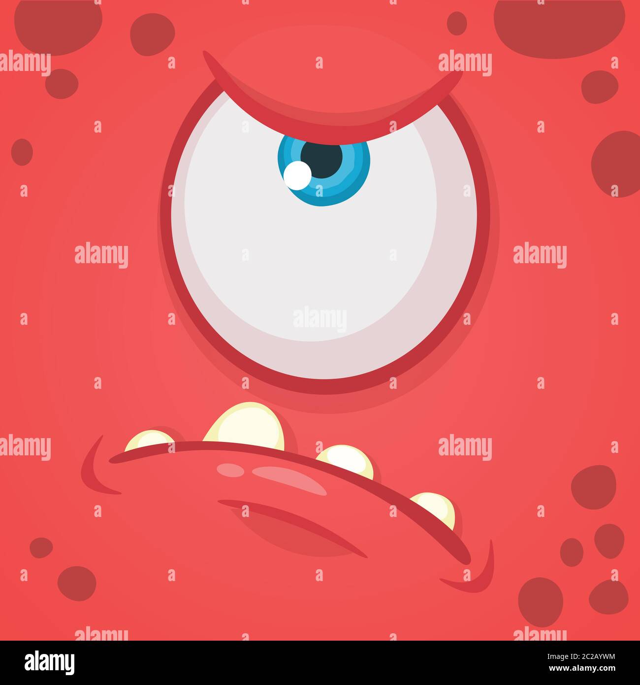 Cartoon angry monster face avatar. Vector Halloween red monster with ...