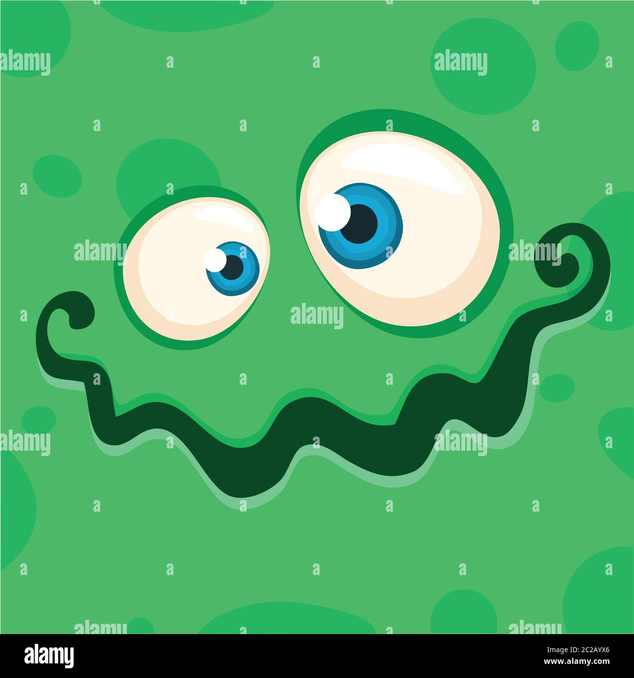 Cartoon monster face. Vector Halloween green monster avatar Stock ...