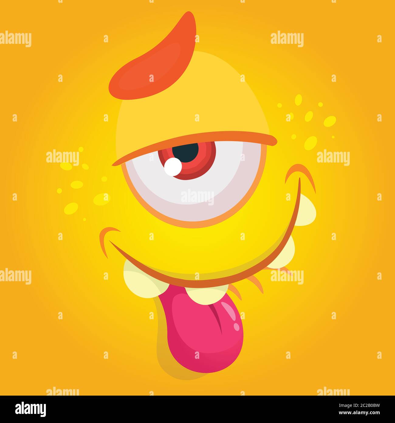 Cartoon monster. Vector Halloween orange tired cool monster avatar with ...