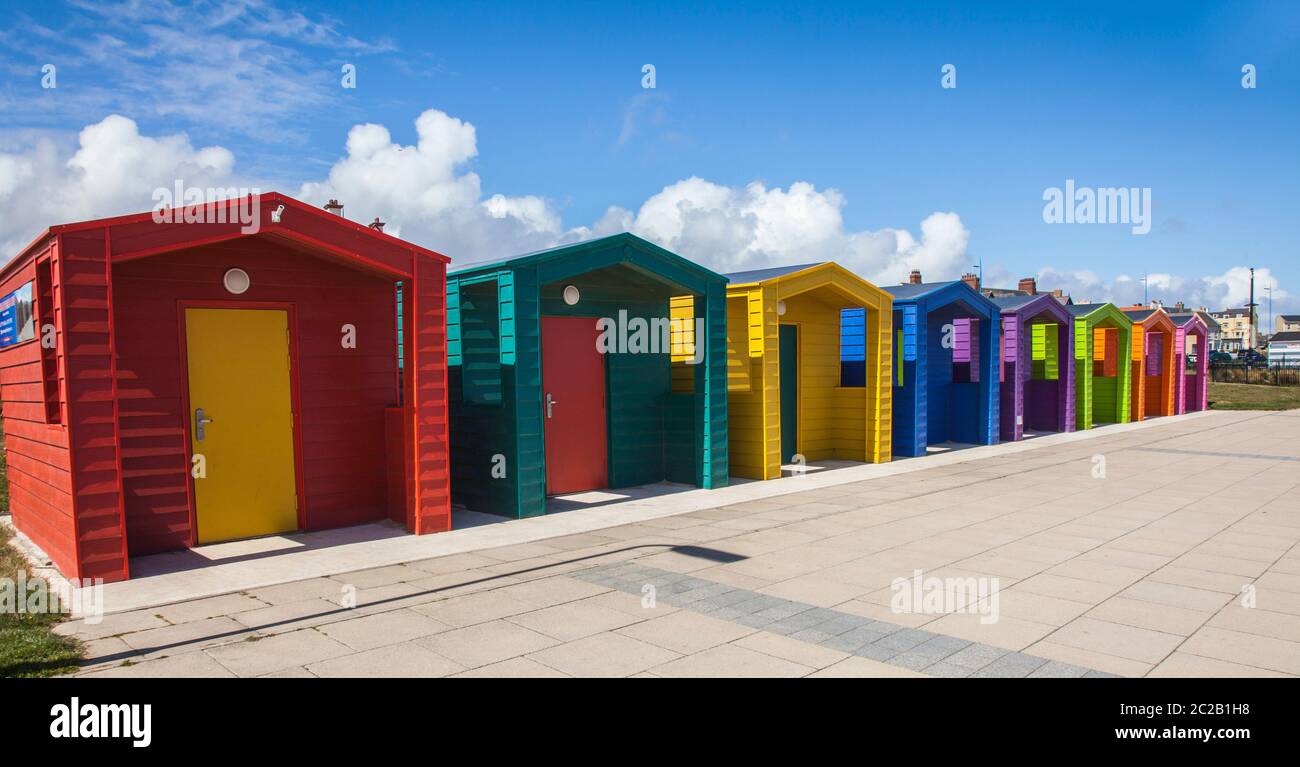Colourful beach huts at The Front, Seaton Carew,Hartlepool,UK Stock ...