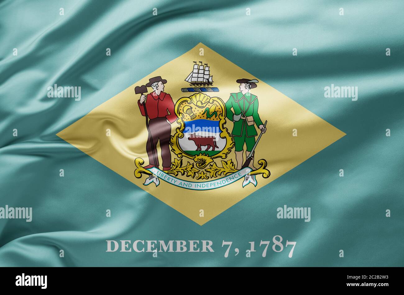 Waving state flag of Delaware - United States of America Stock Photo ...