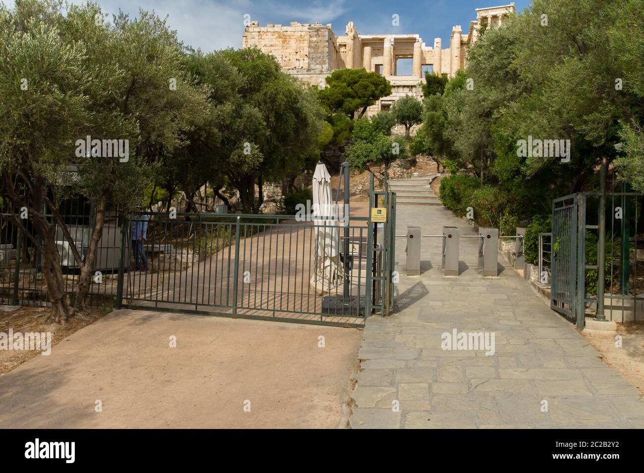The exit from Acropolis of Athens Stock Photo - Alamy