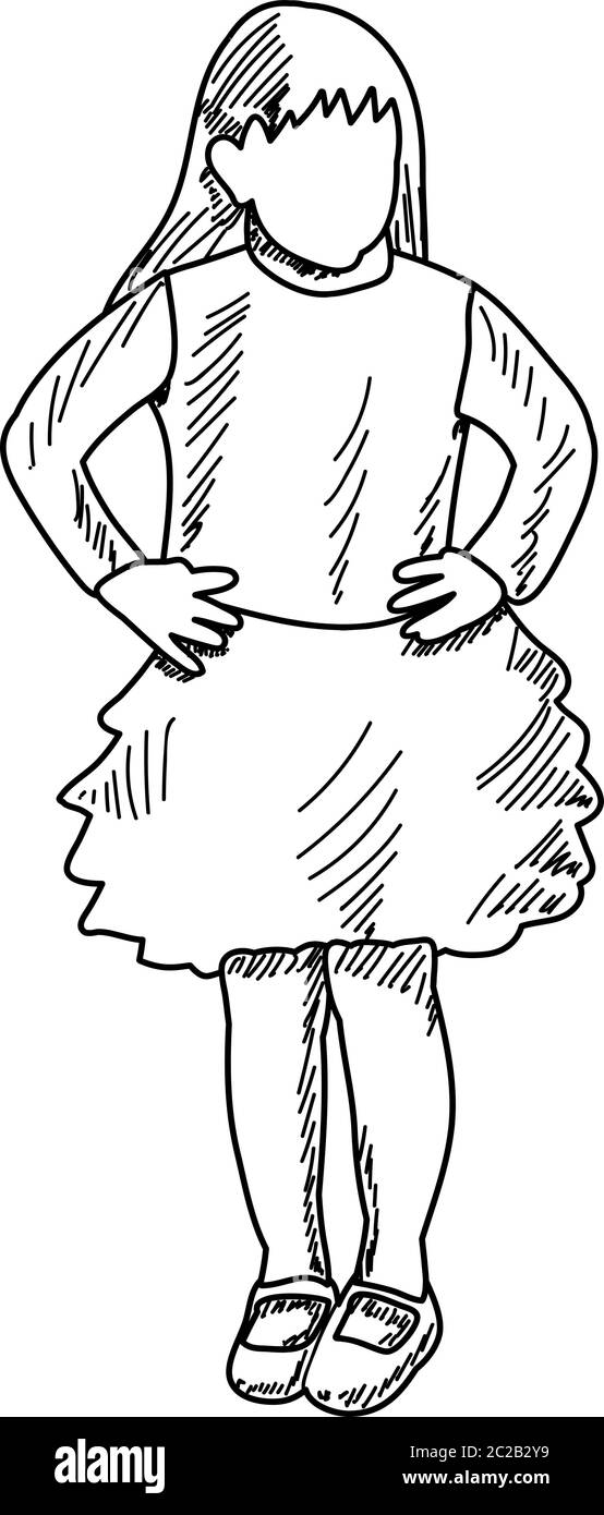 lines, sketch, child, girl stands Stock Vector Image & Art - Alamy