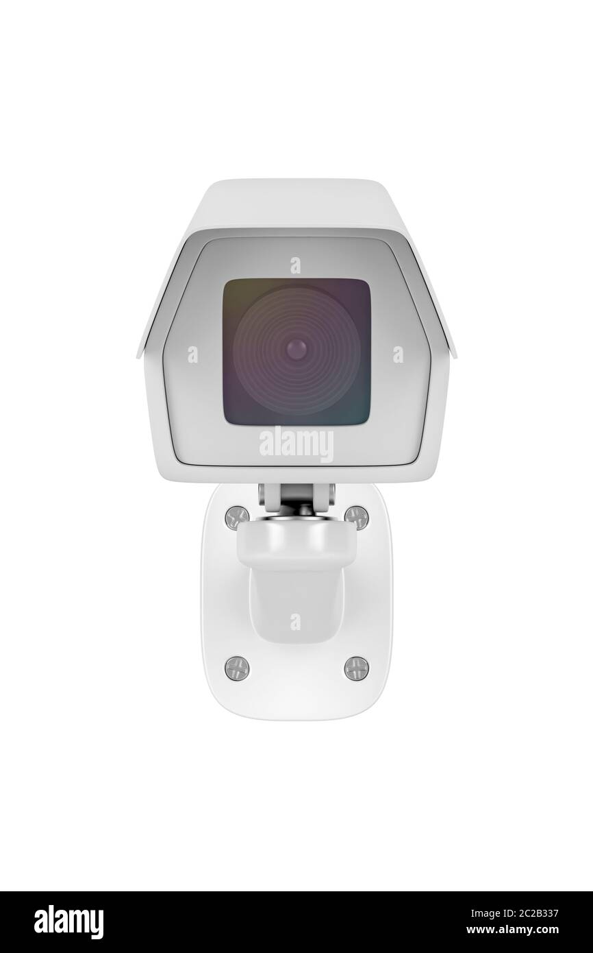 Front view of surveillance camera, isolated on white background Stock ...