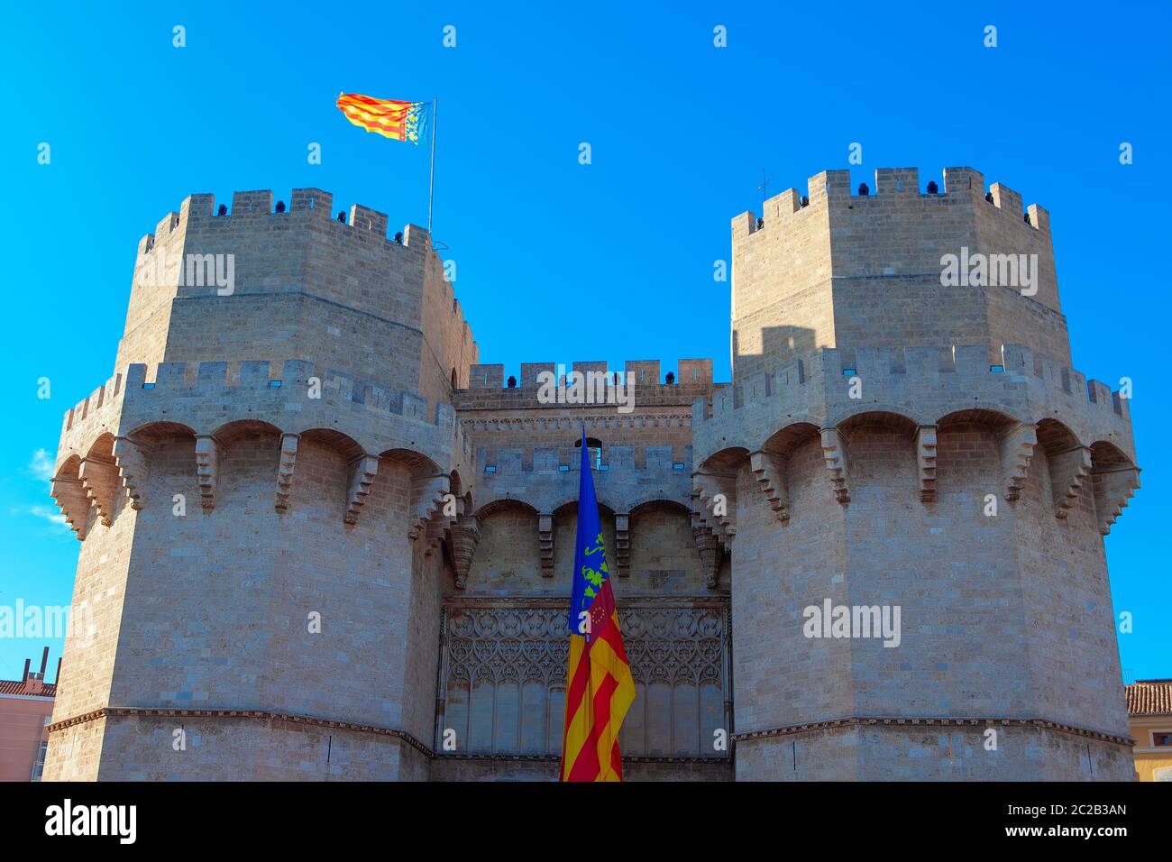 Spain flag waving castle hi-res stock photography and images - Alamy