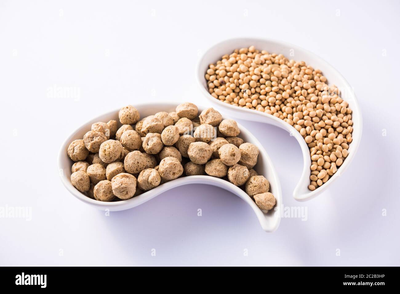 Raw Soya Chunks, Soy Meat for vegans isolated on colourful background ...