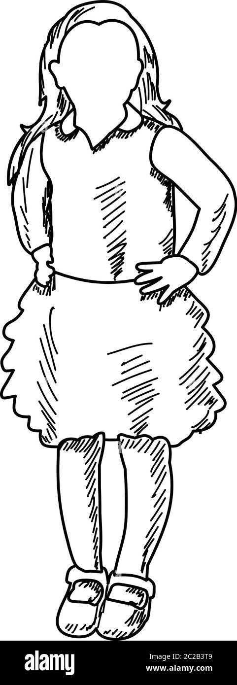 lines, sketch, child, girl stands Stock Vector Image & Art - Alamy