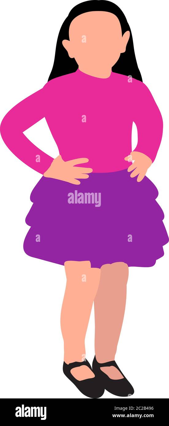 vector, on white background, faceless child, girl stands Stock Vector ...