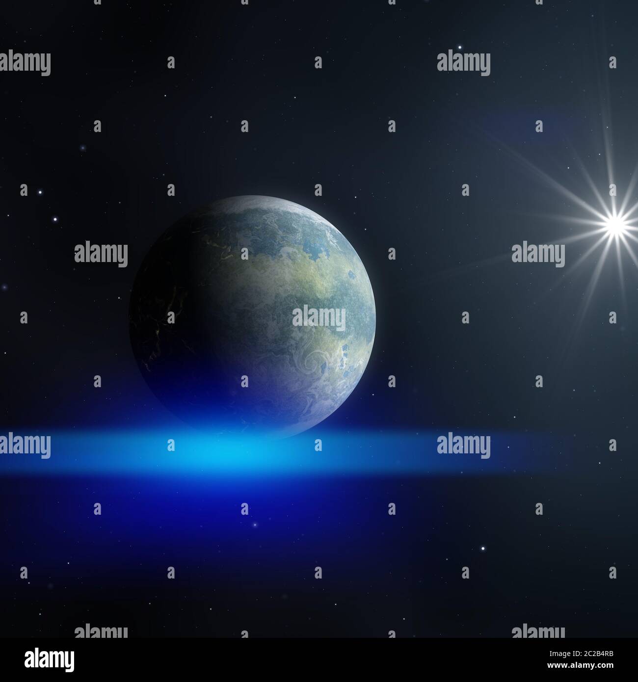blue planet in space with stars Stock Photo - Alamy