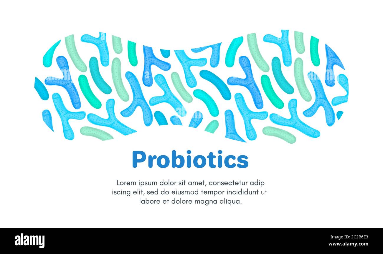 Vector background with probiotics. Bifidobacterium, lactobacillus ...