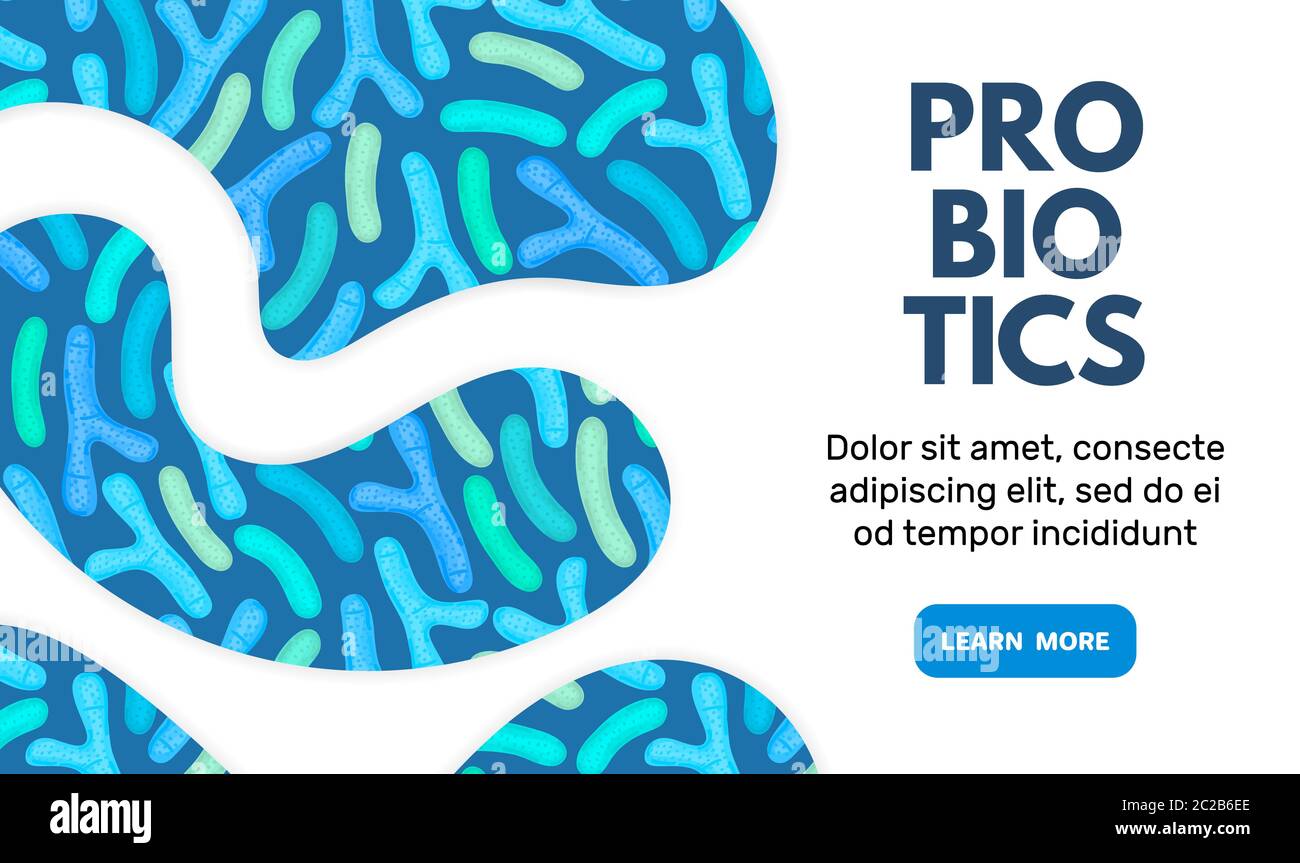 Vector background with probiotics. Bifidobacterium, lactobacillus ...