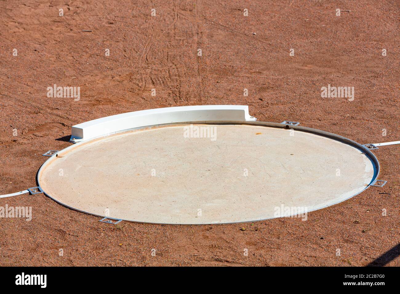 detail of the shot put area in stadium with copy space Stock Photo - Alamy