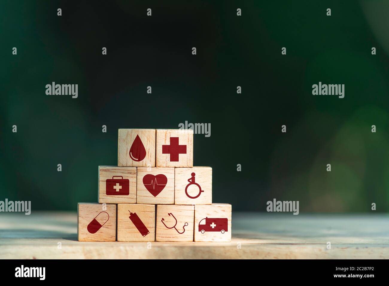 Cubes dice health and medical symbols with copy space. Healthy and ...