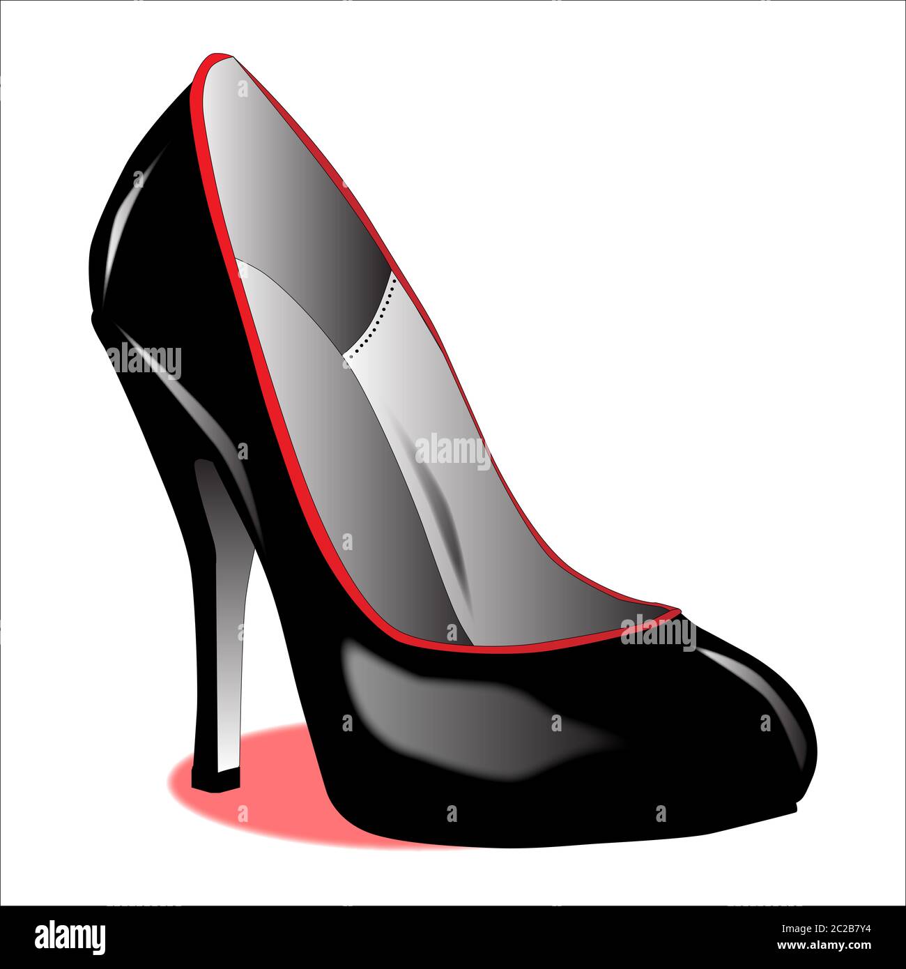 A black and red stiletto heel shoe isolated on white Stock Photo - Alamy