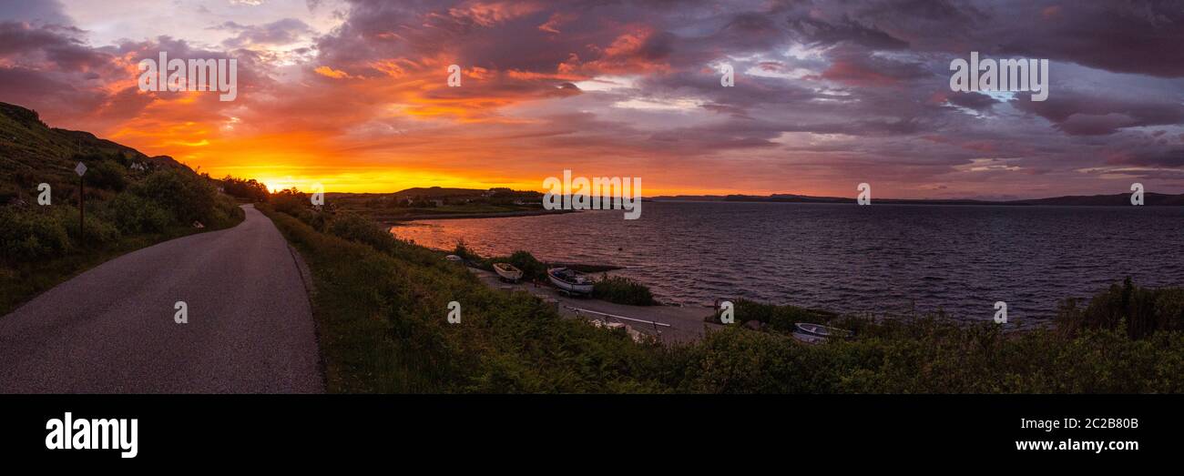 Sunset across Loch Ewe from the southern side, by the B8057, Wester ...