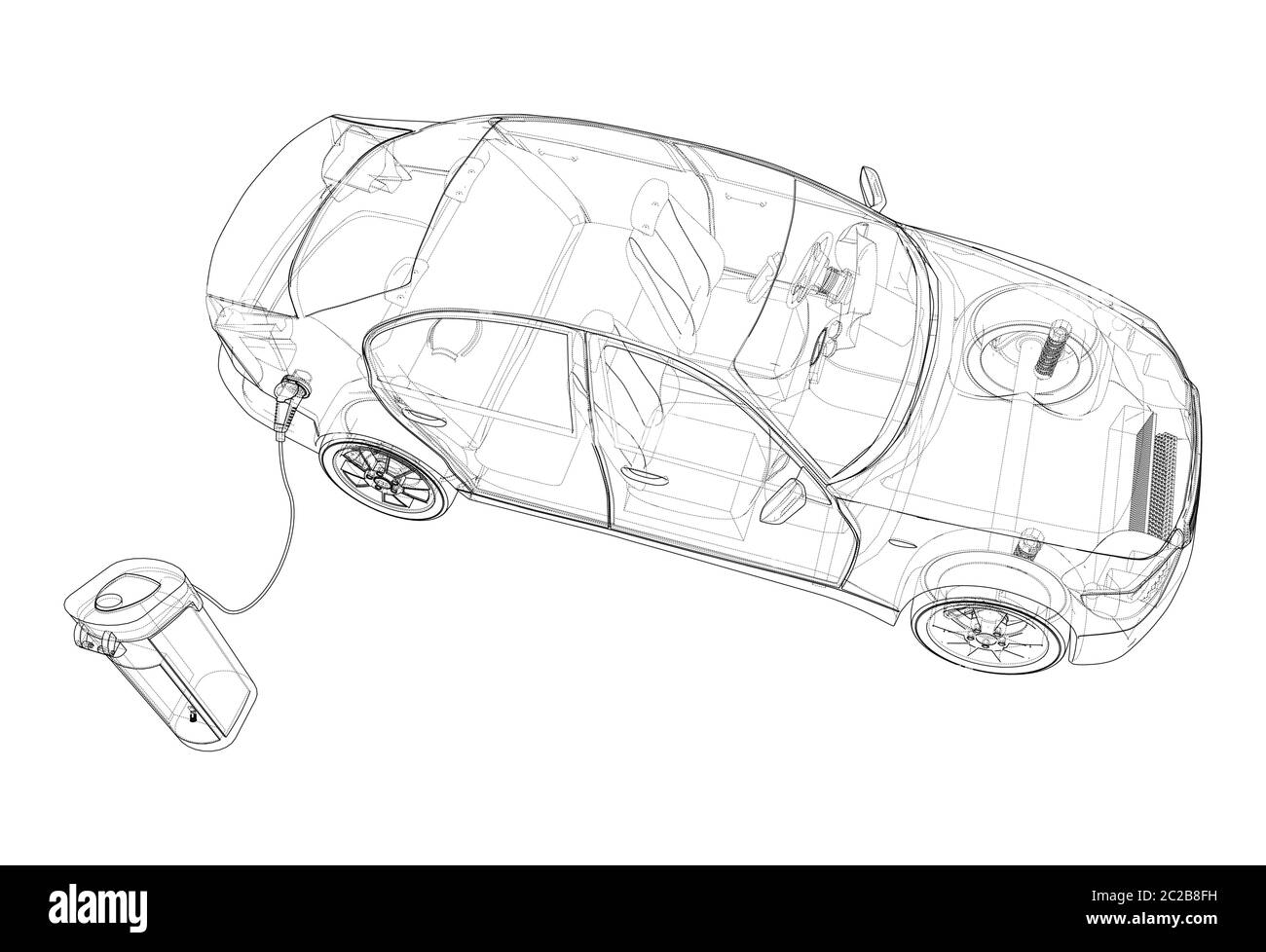 Electric Vehicle Charging Station Sketch. Vector Stock Vector Image ...