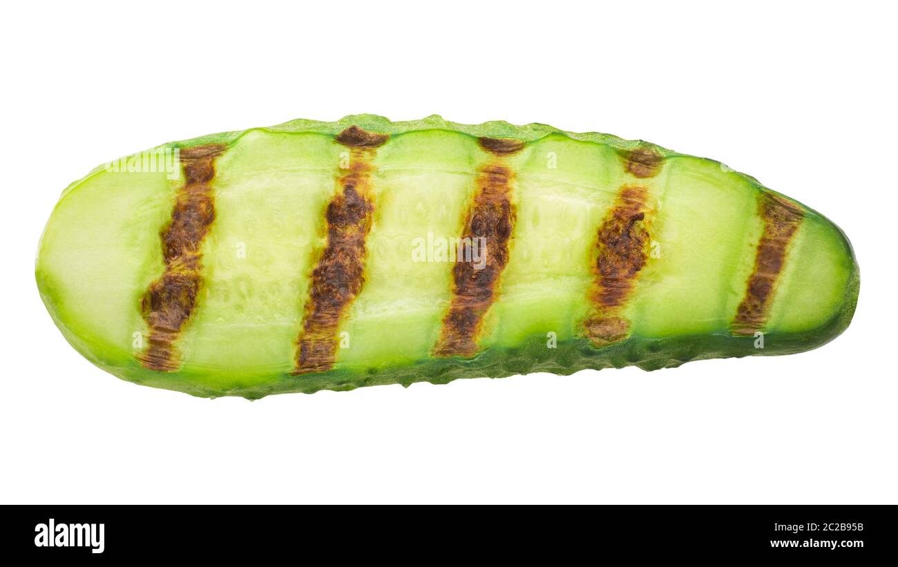 Grilled cucumber or gherkin slice, isolated Stock Photo - Alamy