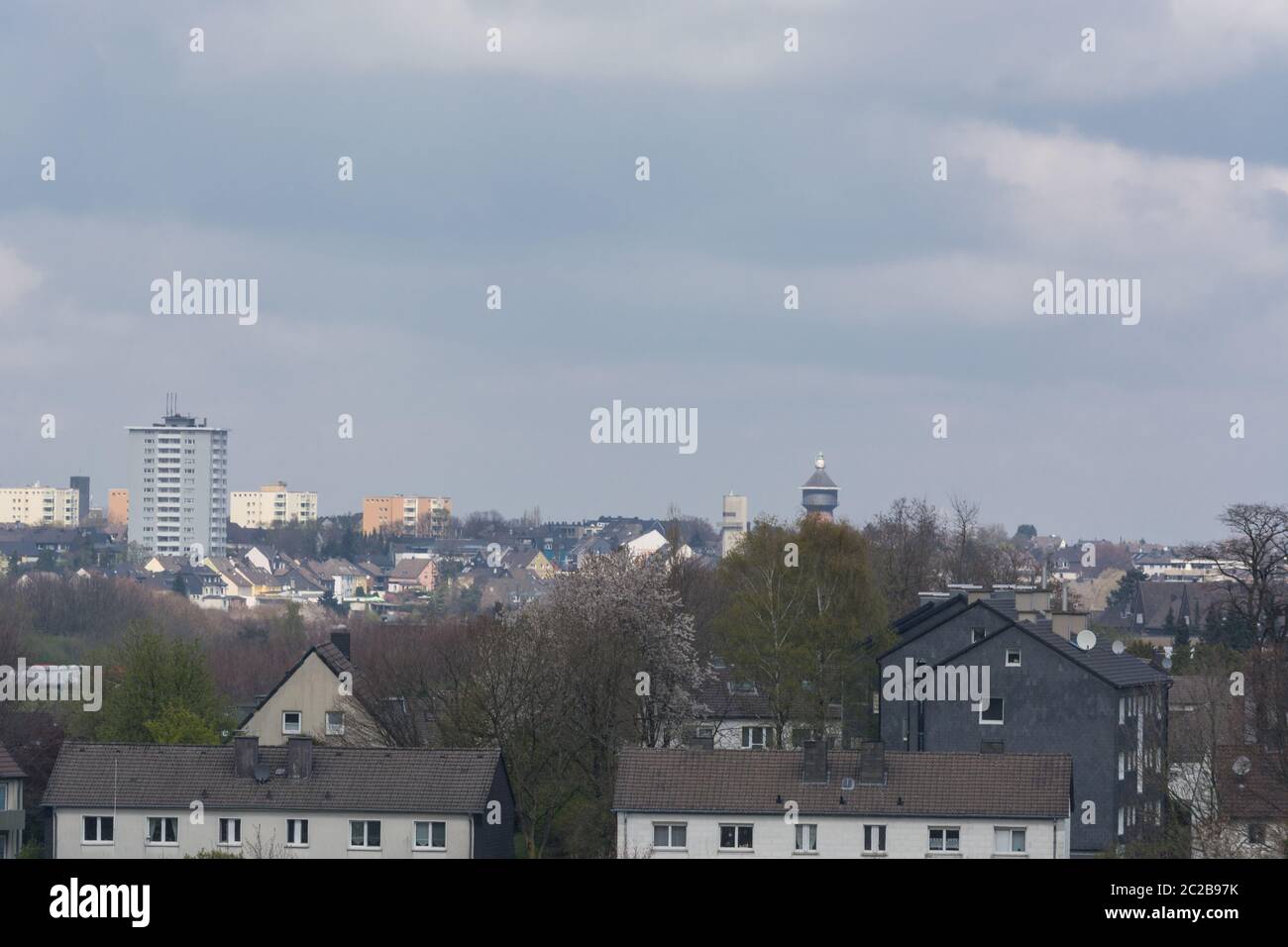 Panoramic shot, skyline of the city of Velbert with sights Stock Photo ...