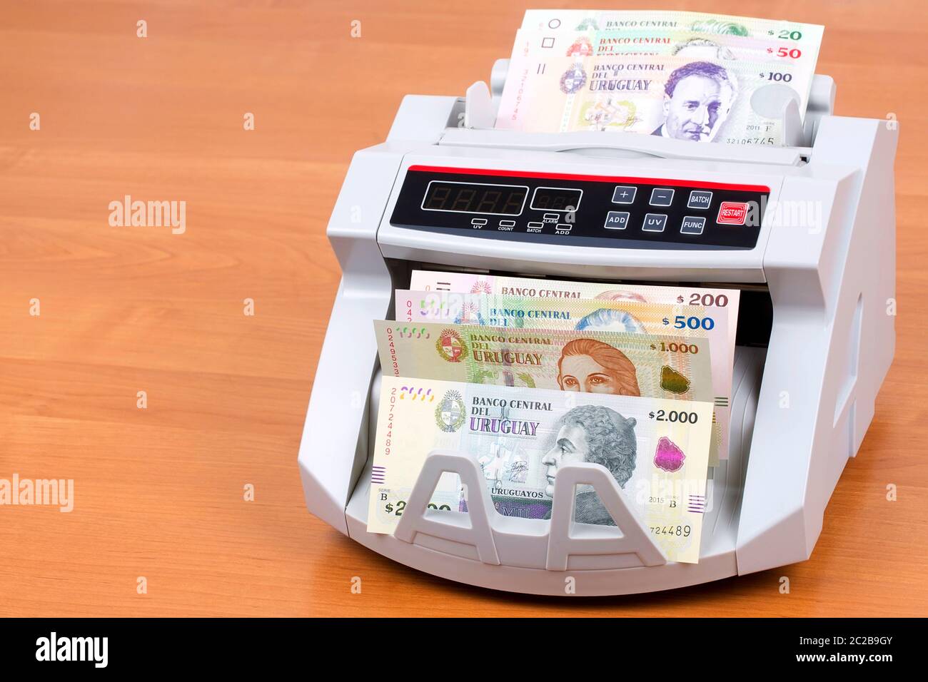 Uruguayan peso in a counting machine Stock Photo - Alamy