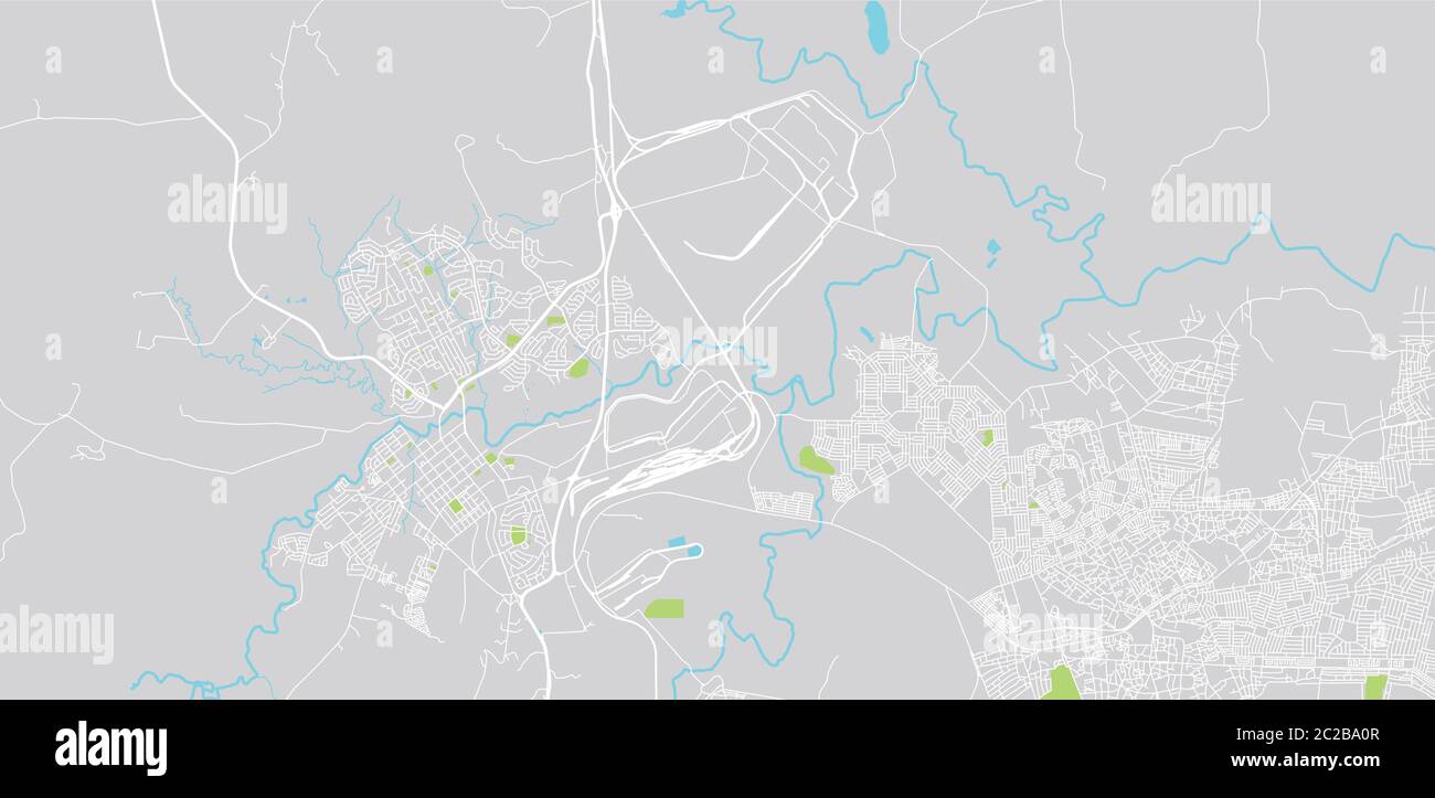 Urban vector city map of Newcastle, South Africa Stock Vector Image ...