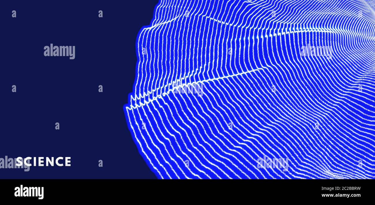 Wave background. Abstract vector illustration. 3d technology style. Network design with particle ...