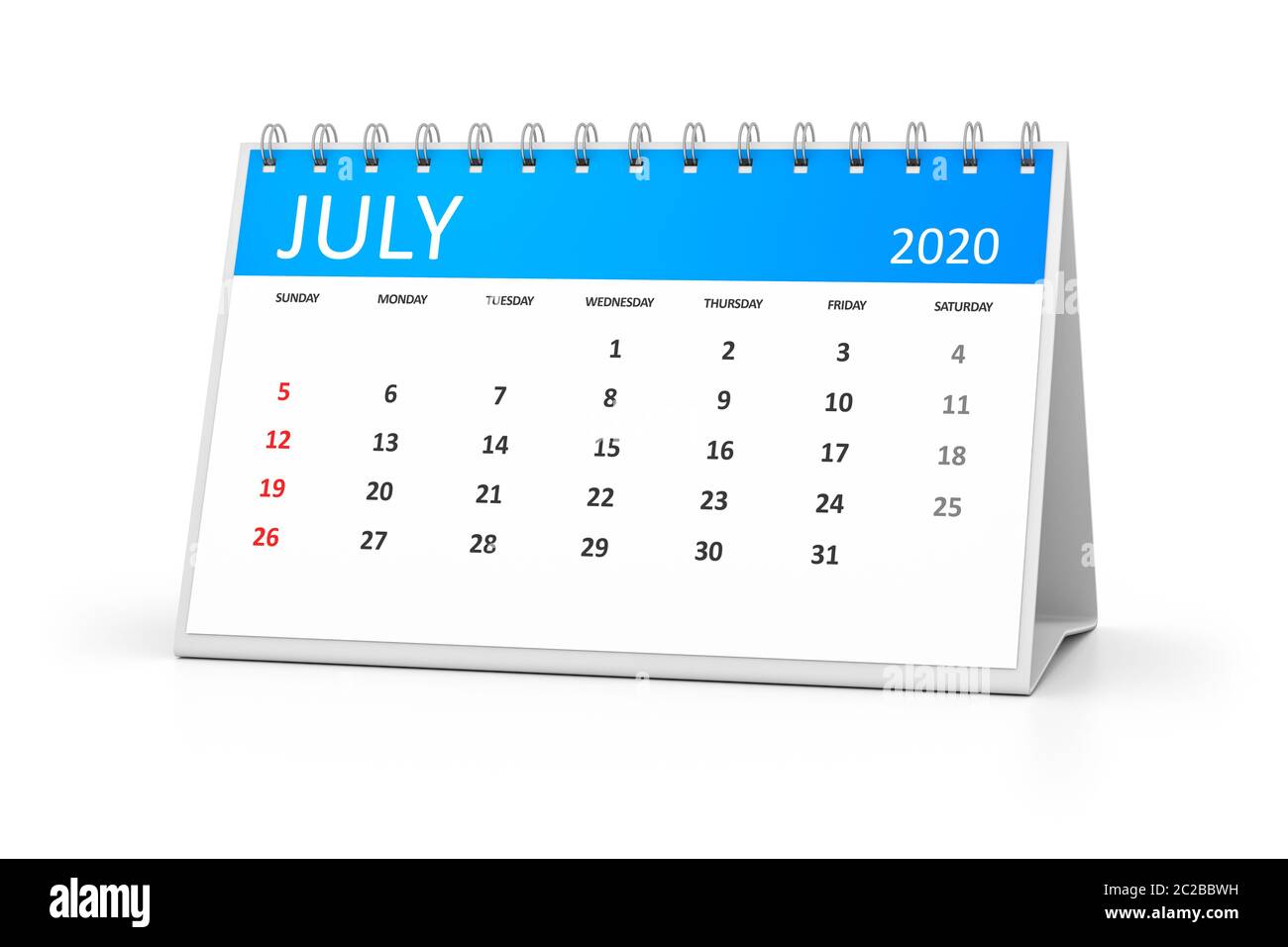 Calendar july day blue background Cut Out Stock Images & Pictures - Alamy