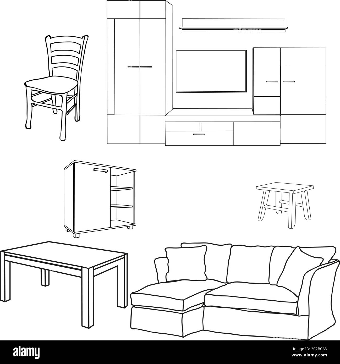 sketch furniture set, isolated Stock Vector Image & Art - Alamy