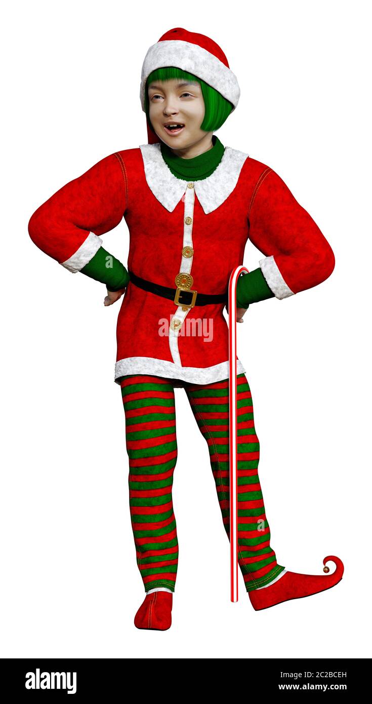 3D rendering of a little Christmas elf isolated on white background ...