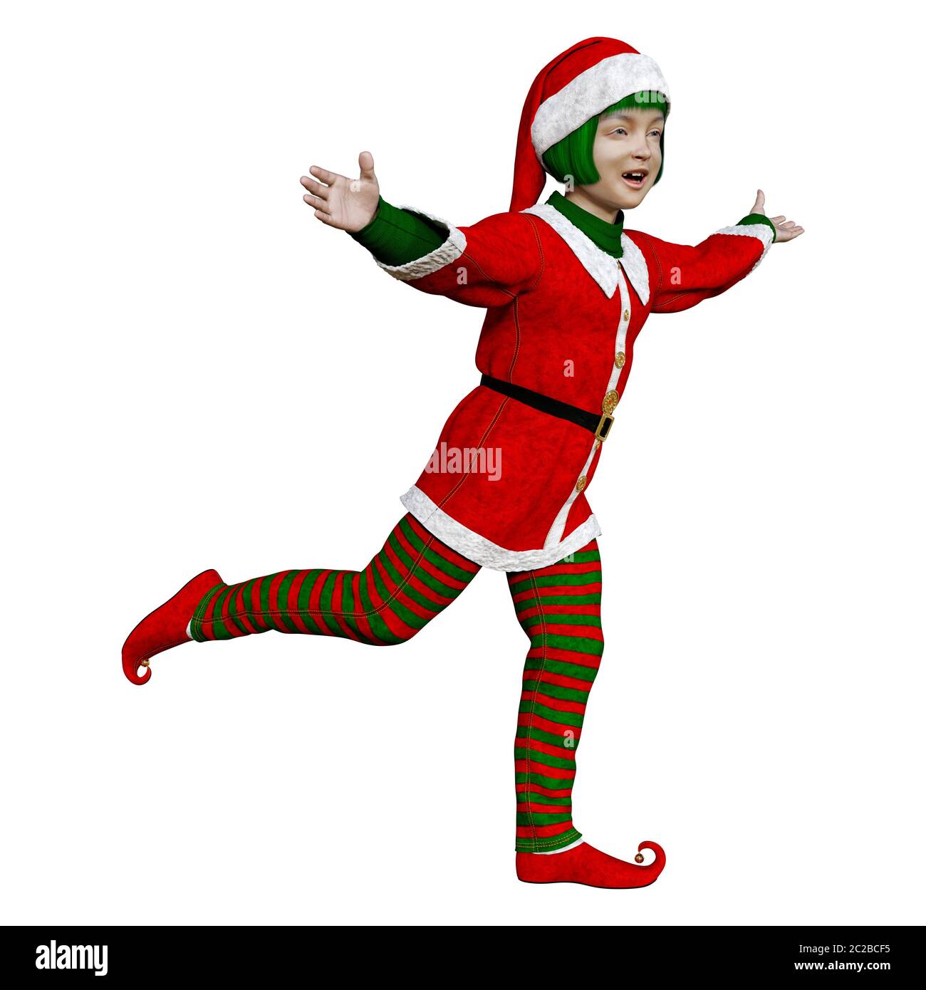 3D rendering of a little Christmas elf isolated on white background ...
