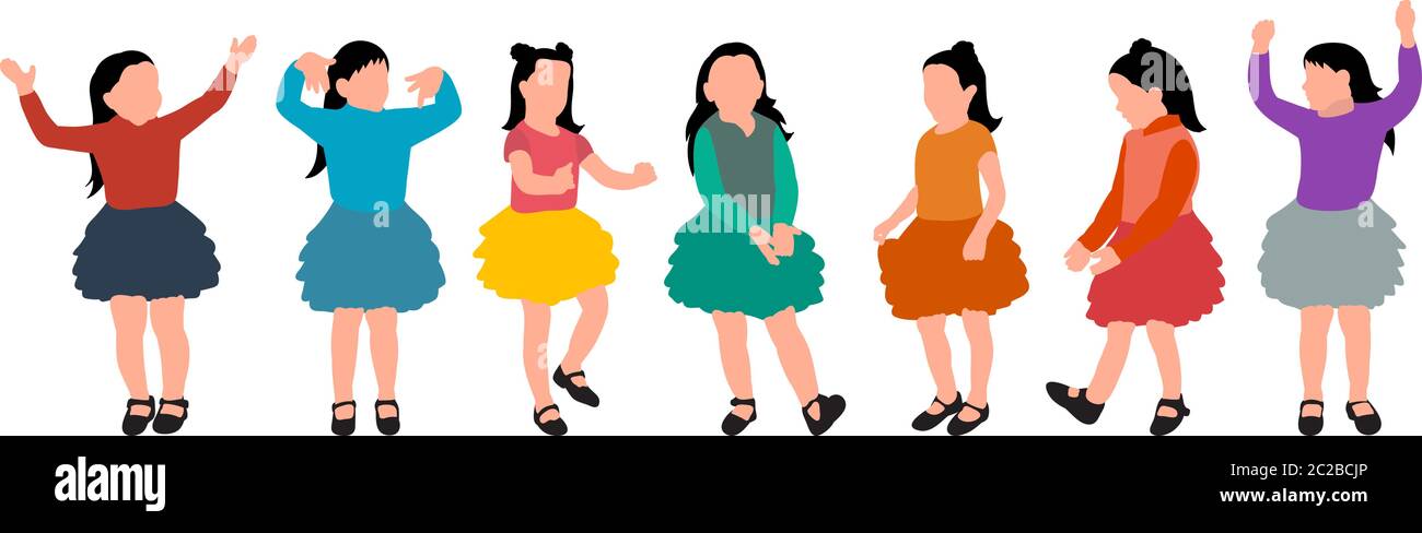 vector, on a white background, flat style, children dance Stock Vector ...