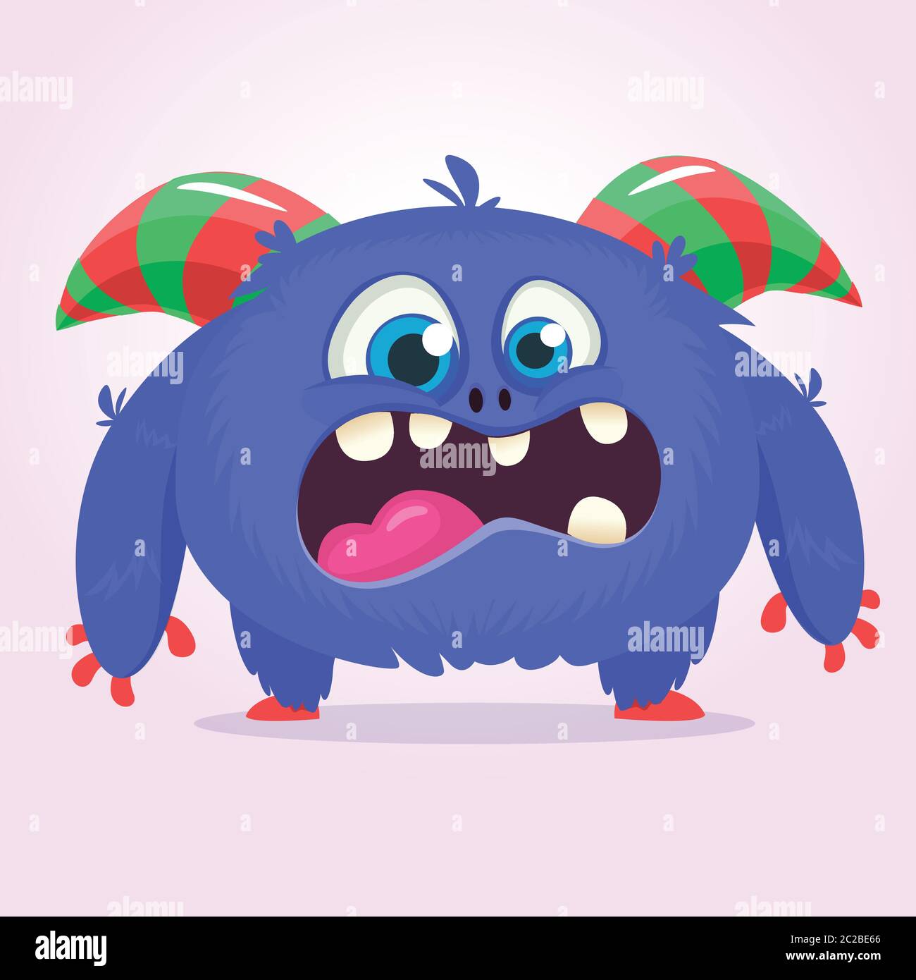 Cute blue monster cartoon with funny expression. Halloween vector ...