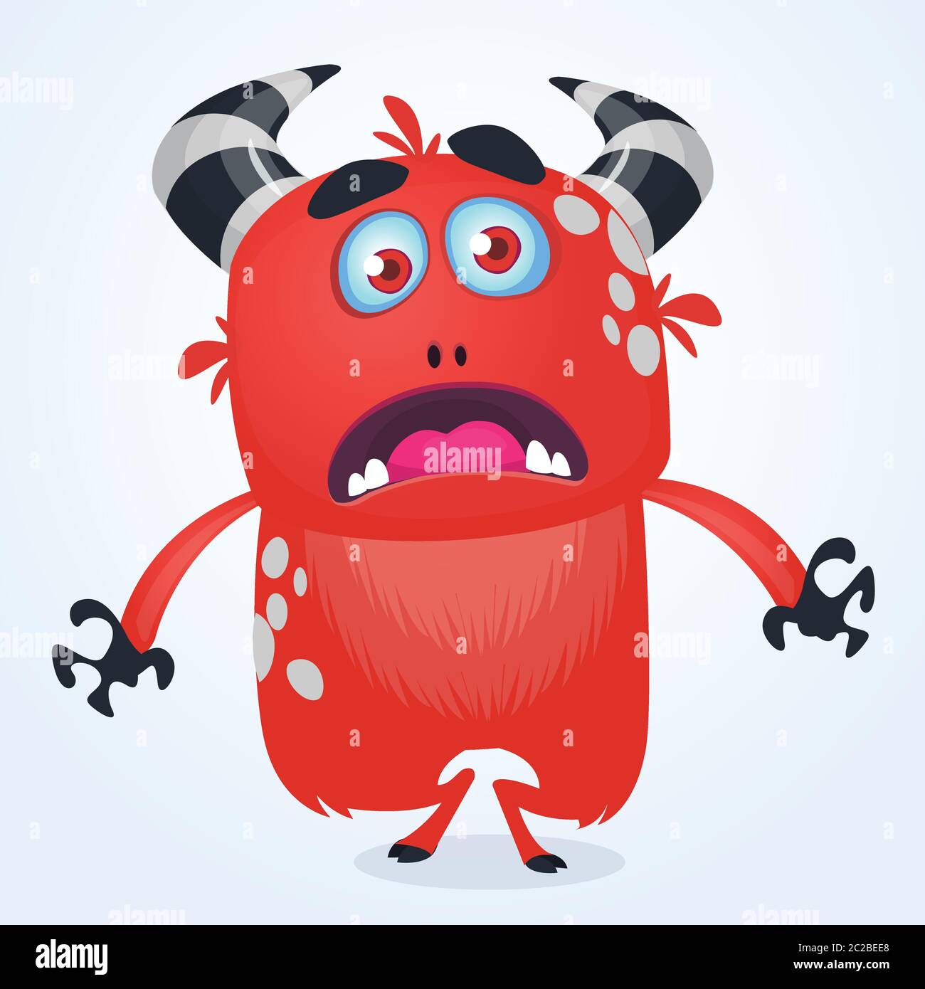 Cartoon angry red monster devil. Vector illustration of scream monster ...