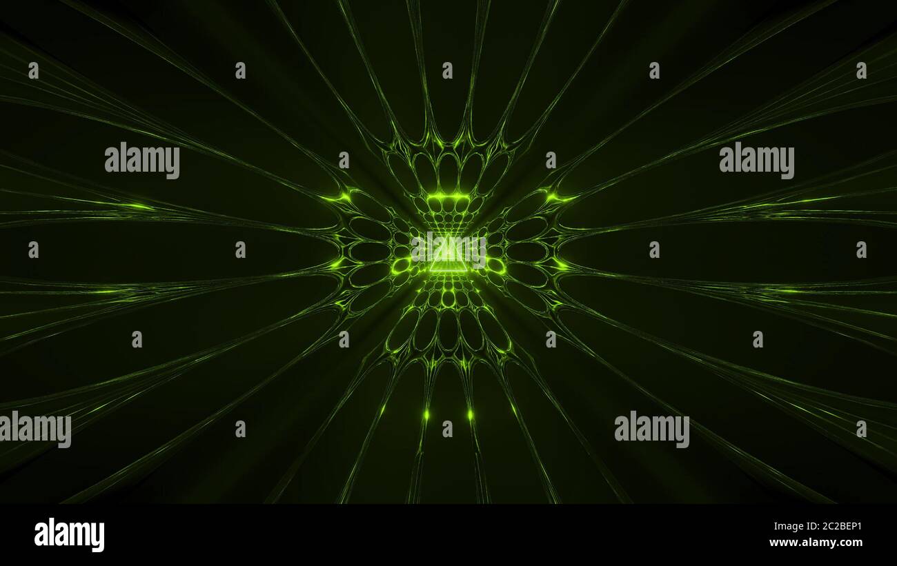 green glowing fantasy triangle wireframe design with reflective ...